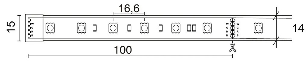 Indeluz 200DS-L1416FC0-00 24 V LED pásek Nilo RGB+W 2700K, 18,2+5,5W/m, 5m, IP67