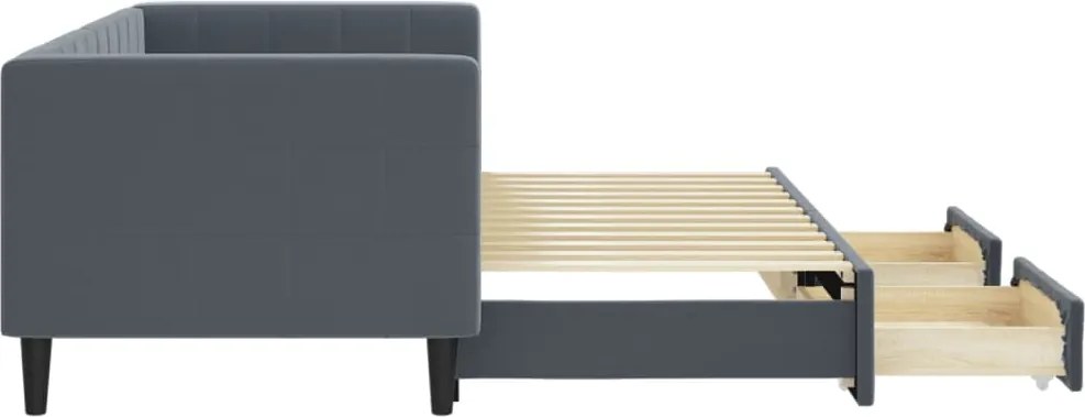 Válenda s přistýlkou a zásuvkami tmavě šedá 80 x 200 cm samet 3196733