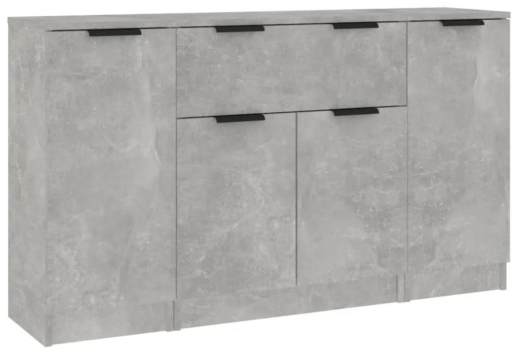 Příborníky 3 ks betonově šedé kompozitní dřevo,  3115831