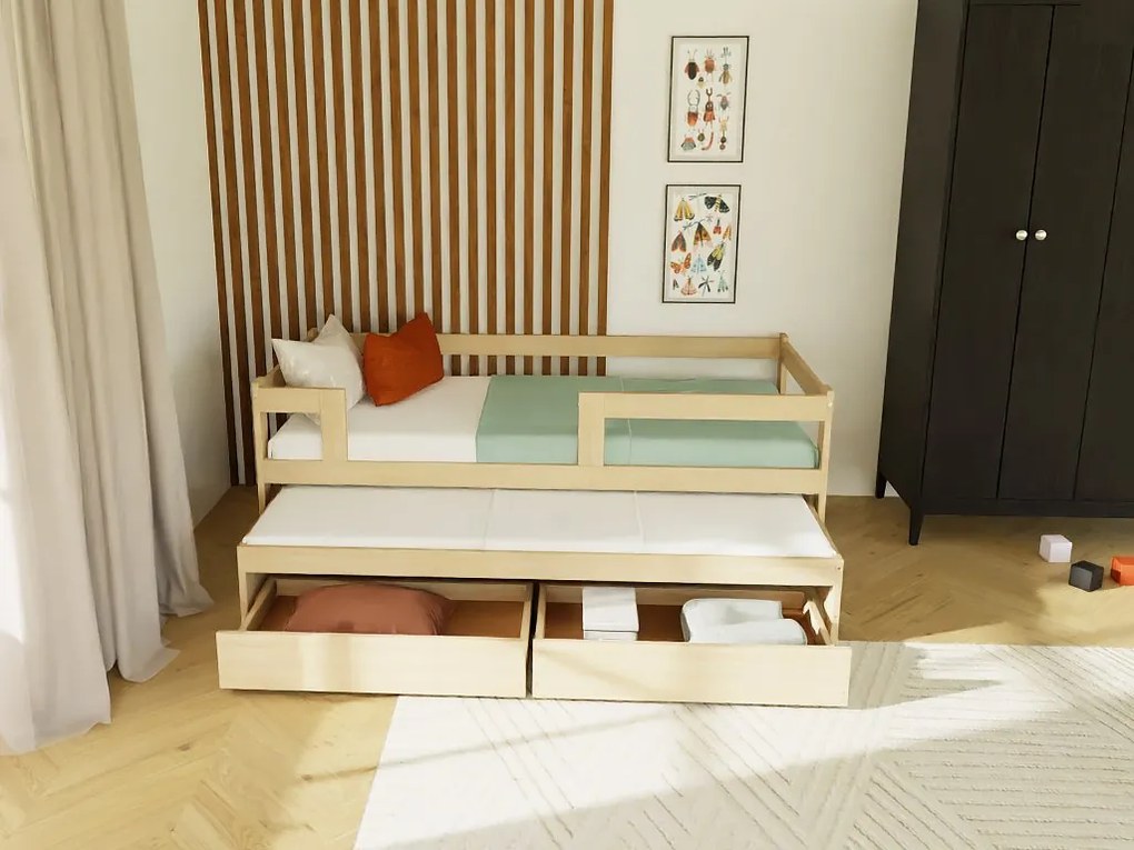 Benlemi Dvojitý úložný šuplík STORAGE pod postel na kolečkách Zvolte barvu: Transparentní vosková lazura matná, Zvolte rozměr: 55x180 cm (pod postel o délce 190 cm)