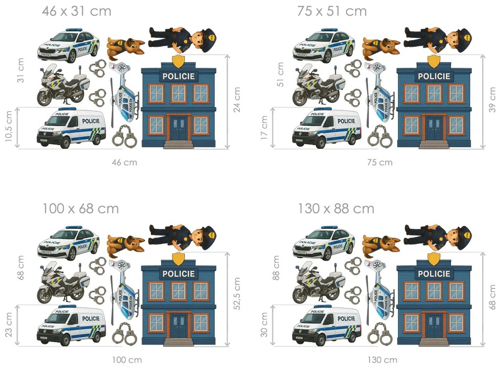 Policie samolepky na zeď arch 75 x 51 cm