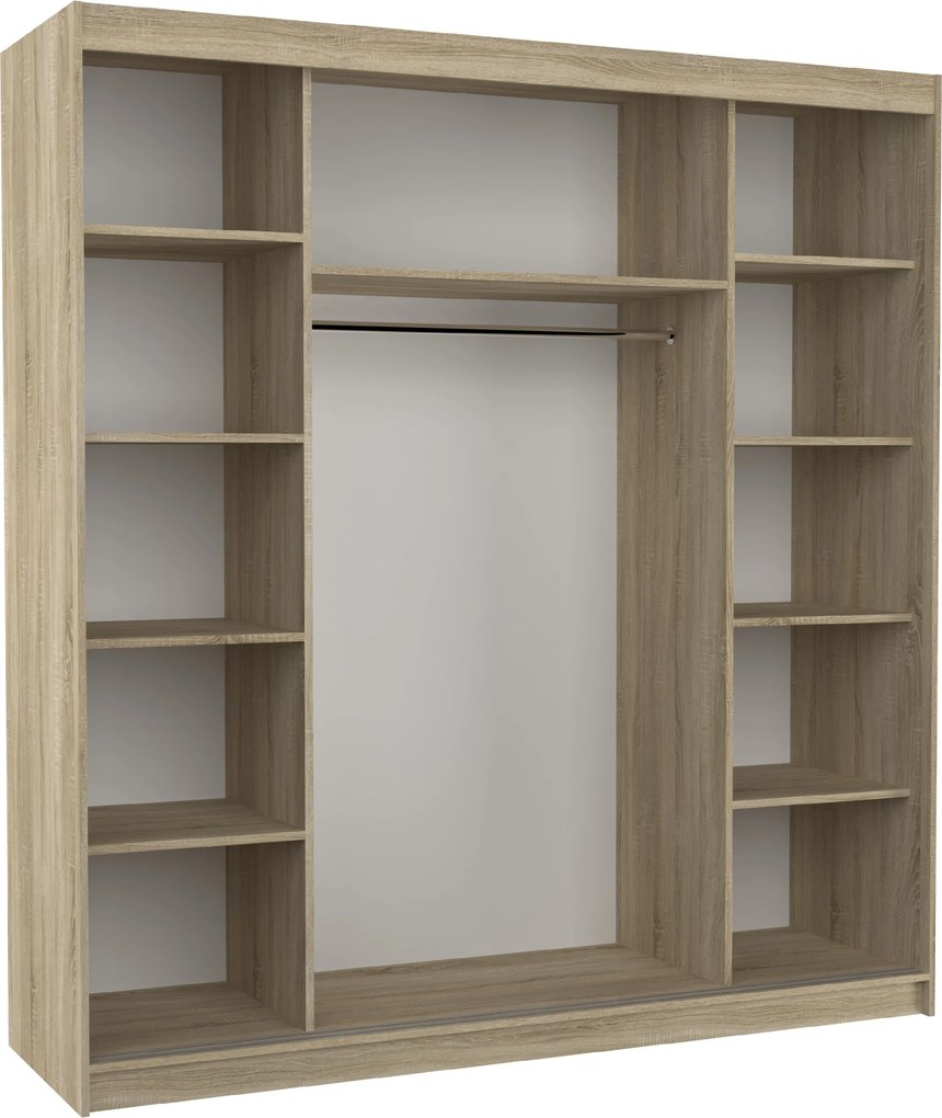 ADRK Furniture Skříň s posuvnými dveřmi a zrcadlem DELLA 200 ADRK-SW-DEL-SW-200