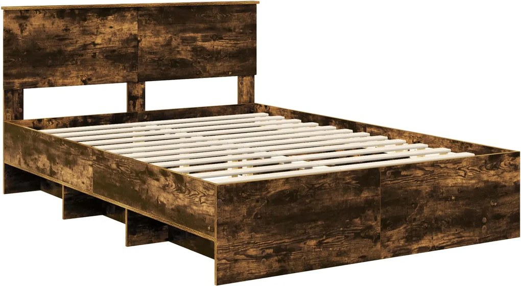 Rám postele s čelo Kouřový dub 150 x 200 cm Kompozitní dřevo 3408841