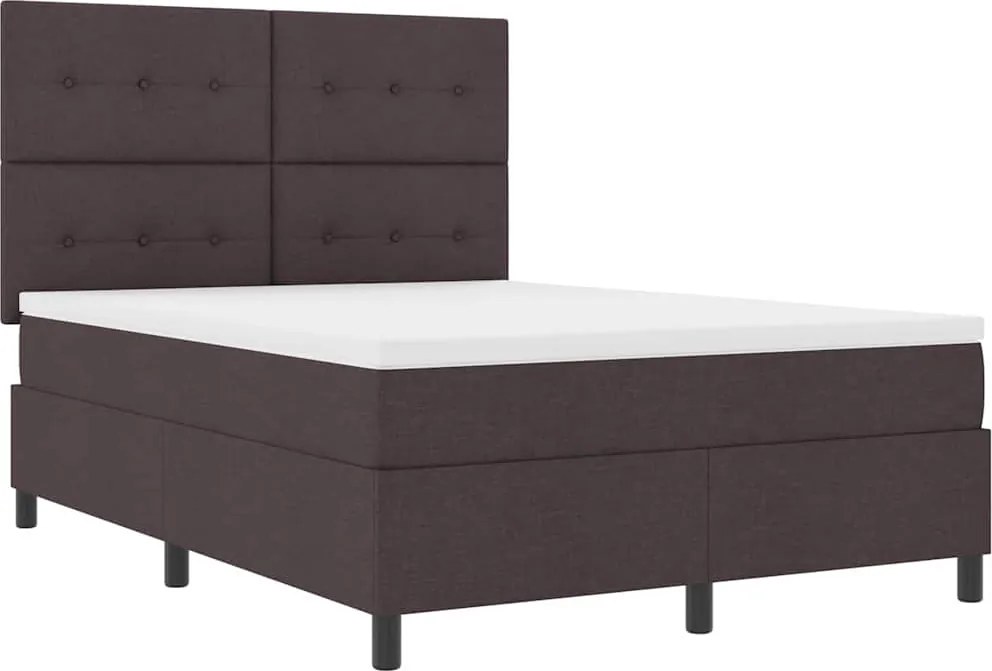 Postel s boxspringem s čelo Tmavě hnědá 140 x 200 cm textil 3339395