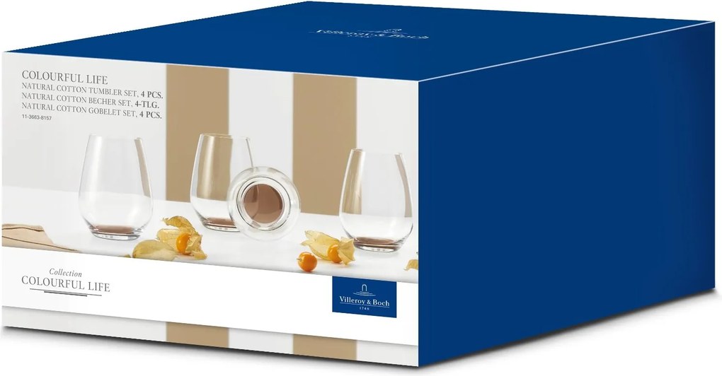 Villeroy&Boch Villeroy & Boch Colourful Life Natural Cotton sada sklenic na vodu, 4× 0,42 l