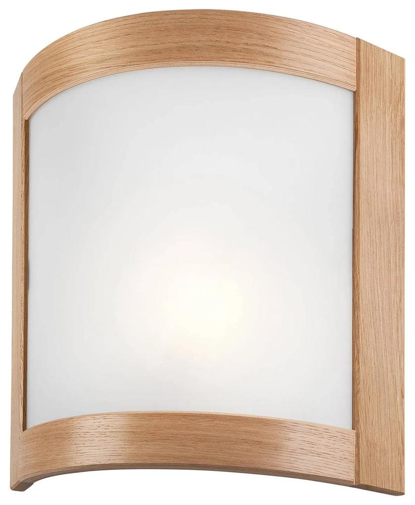 Nástěnné světlo Zanna ze dřeva, 34 cm, dub světlý