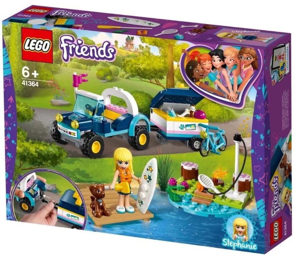 Lego stavebnice lego friends 41364 stephanie a bugina s přívěsem