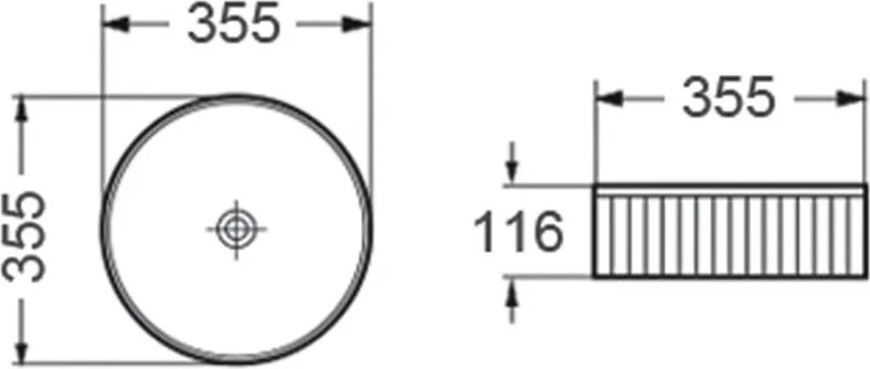 Mexen Grovo, rýhované umyvadlo na desku 35 × 35 cm, bílá, 22303500