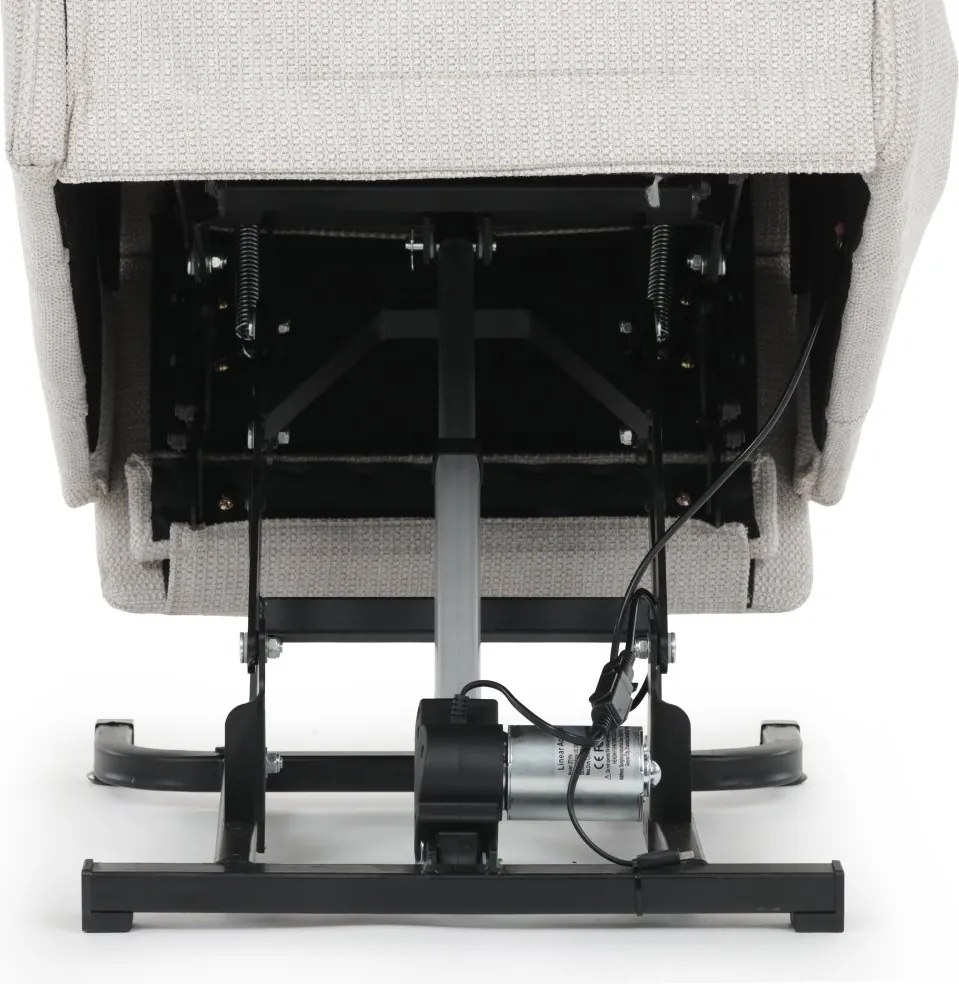 TV křeslo KONRAD s elektrickým polohováním — látka, krémová, nosnost 150 kg