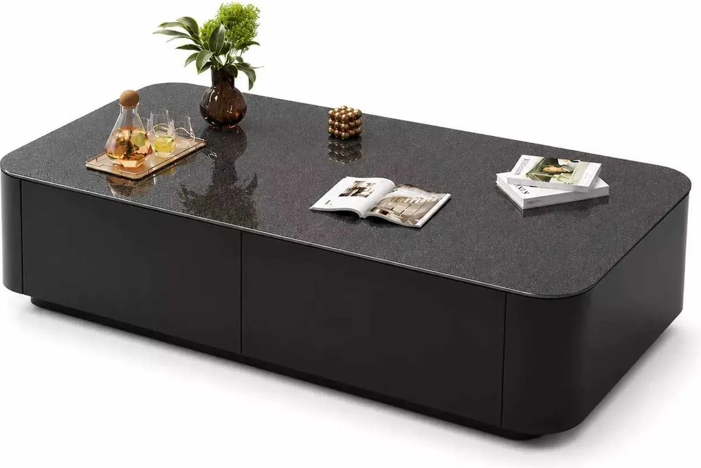 LuxuryForm DESIGN Konferenční stolek ASTON 120 × 60 × 36 cm – černý s tmavou deskou