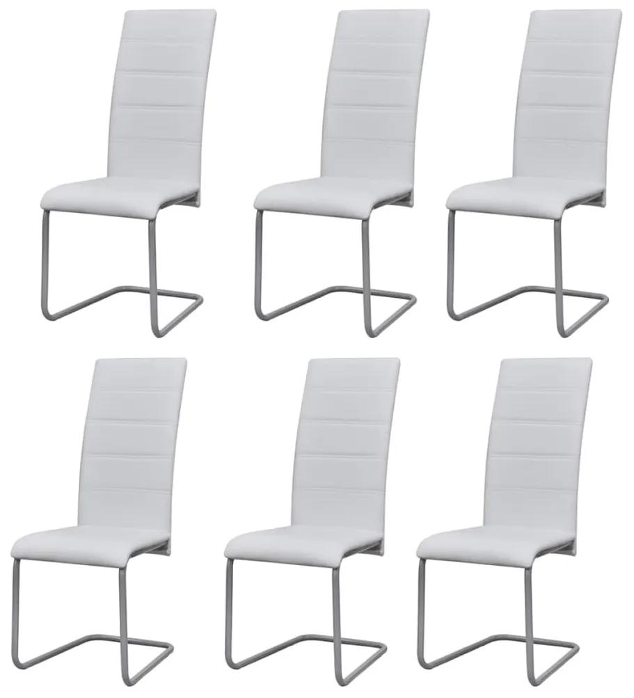 Konzolové jídelní židle 6 ks bílé umělá kůže - Default Title