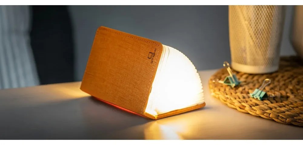 Oranžová LED stolní lampa s textilním stínidlem (výška 2,5 cm) Booklight – Gingko