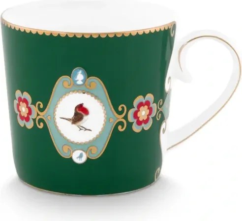 Pip Studio Love Birds hrnek 165ml, tmavě zelený (Porcelánový hrnek Love Birds)