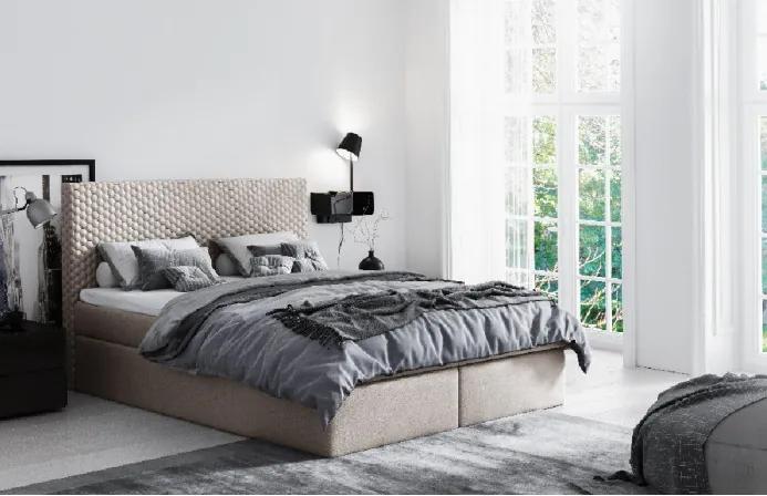 Moderní čalouněná postel s úložným prostorem Alessio béžové 160 + topper zdarma