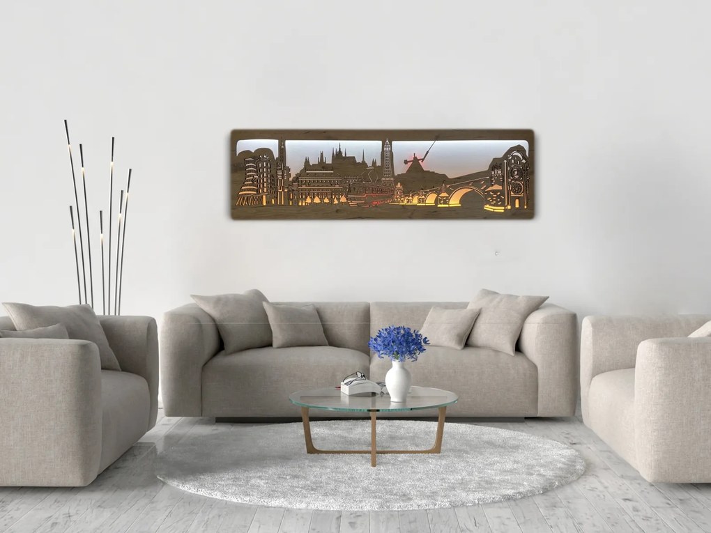 Li-Go "Praha" světelný obraz 130x40cm provedení povrchu: dub světlý