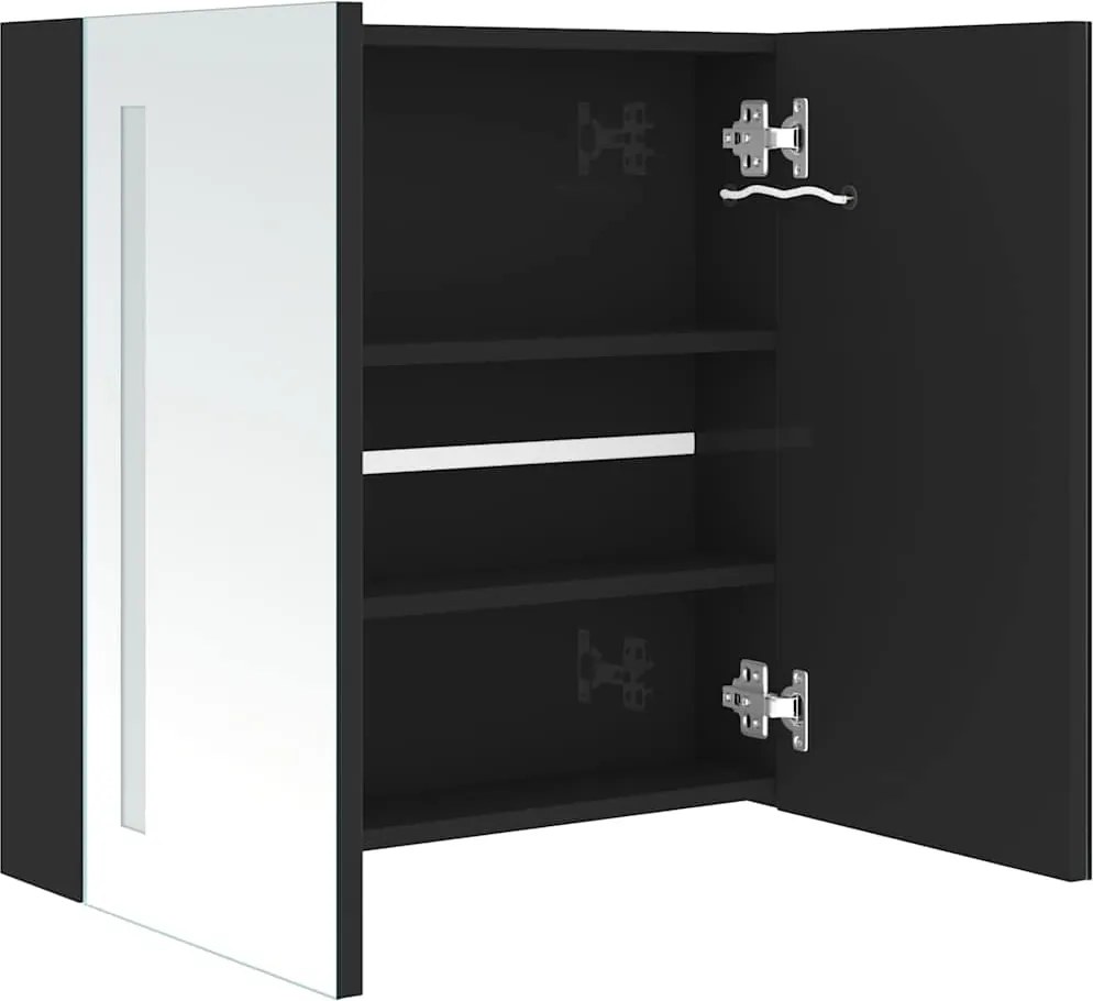 LED koupelnová skříňka se zrcadlem zářivě černá 62 x 14 x 60 cm 326519