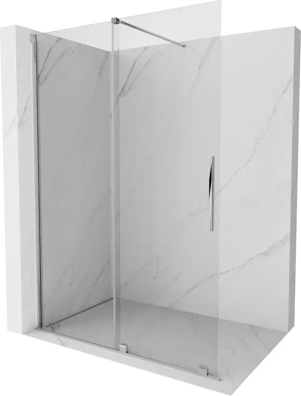 Mexen Velar, posuvné dveře do otvoru typ Walk-In 160 cm, 8mm čiré sklo, chromová, 871-160-000-03-01