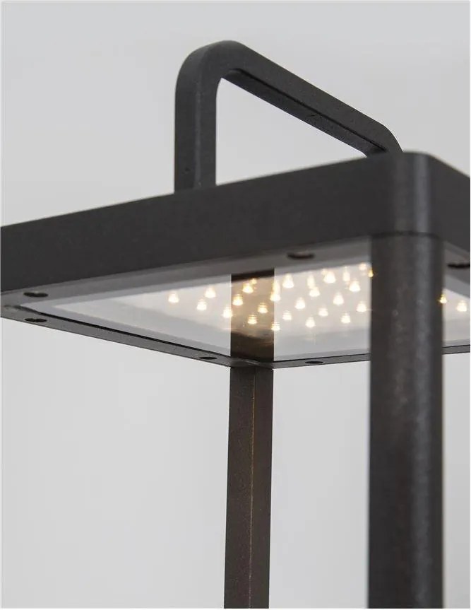 NV 9922360 Venkovní stojací lampa BALI antracitový hliník LED 2W 3000K 5V DC 108st. IP65 solární / USB kabel / vypínač na těle / stmívatelné - NOVA LUCE