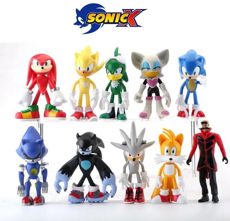 Ježek Sonic, sada 10 ks figurek, 12 x 8 cm