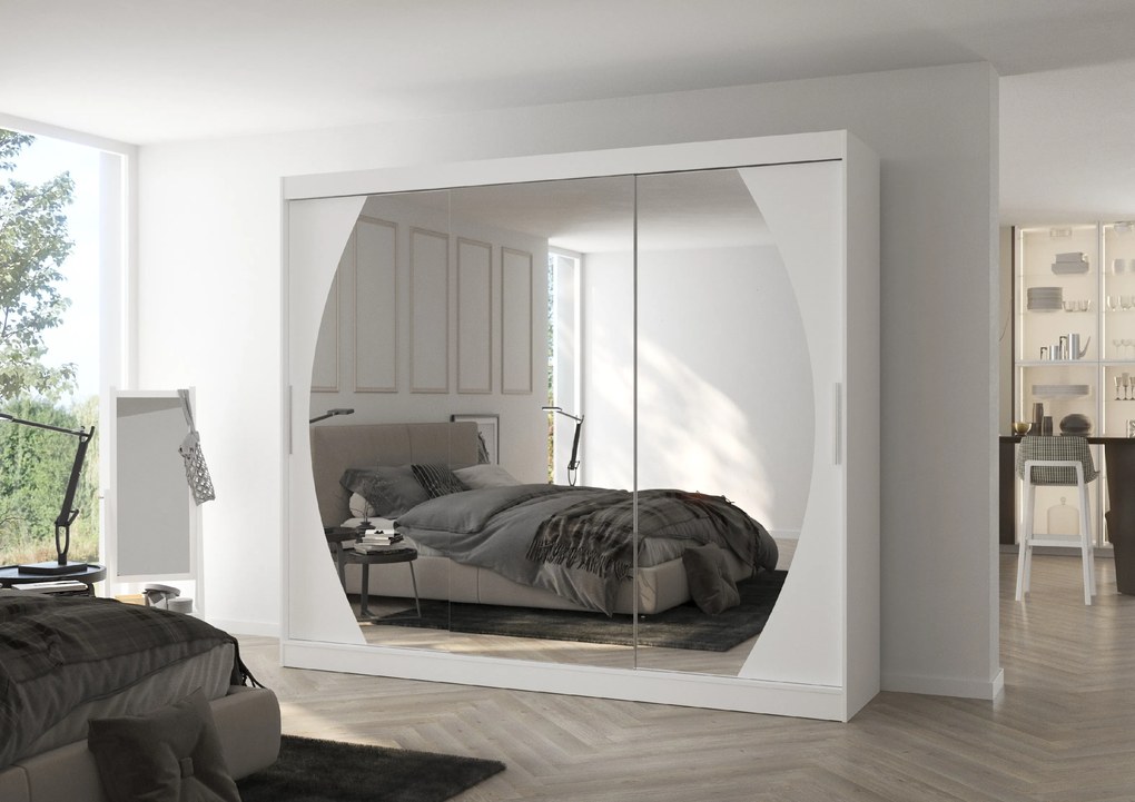 ADRK Furniture Skříň s posuvnými dveřmi a zrcadlem CAMBE 250 SW-CAM-W-250+A449