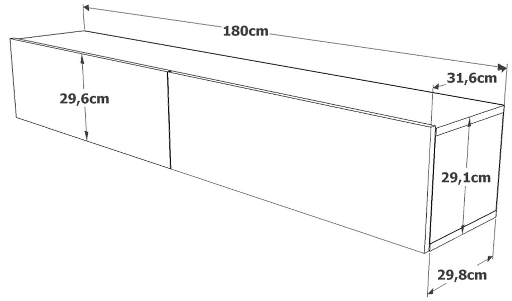KALUNE DESIGN dřevěný TV stolek FRAM šedý 29,6x180 cm 956LCS1612