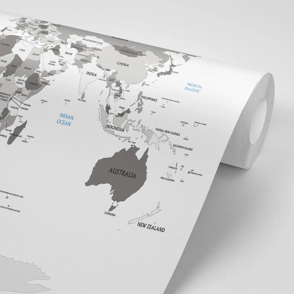 Samolepící tapeta černobílá mapa s modrým kontrastem