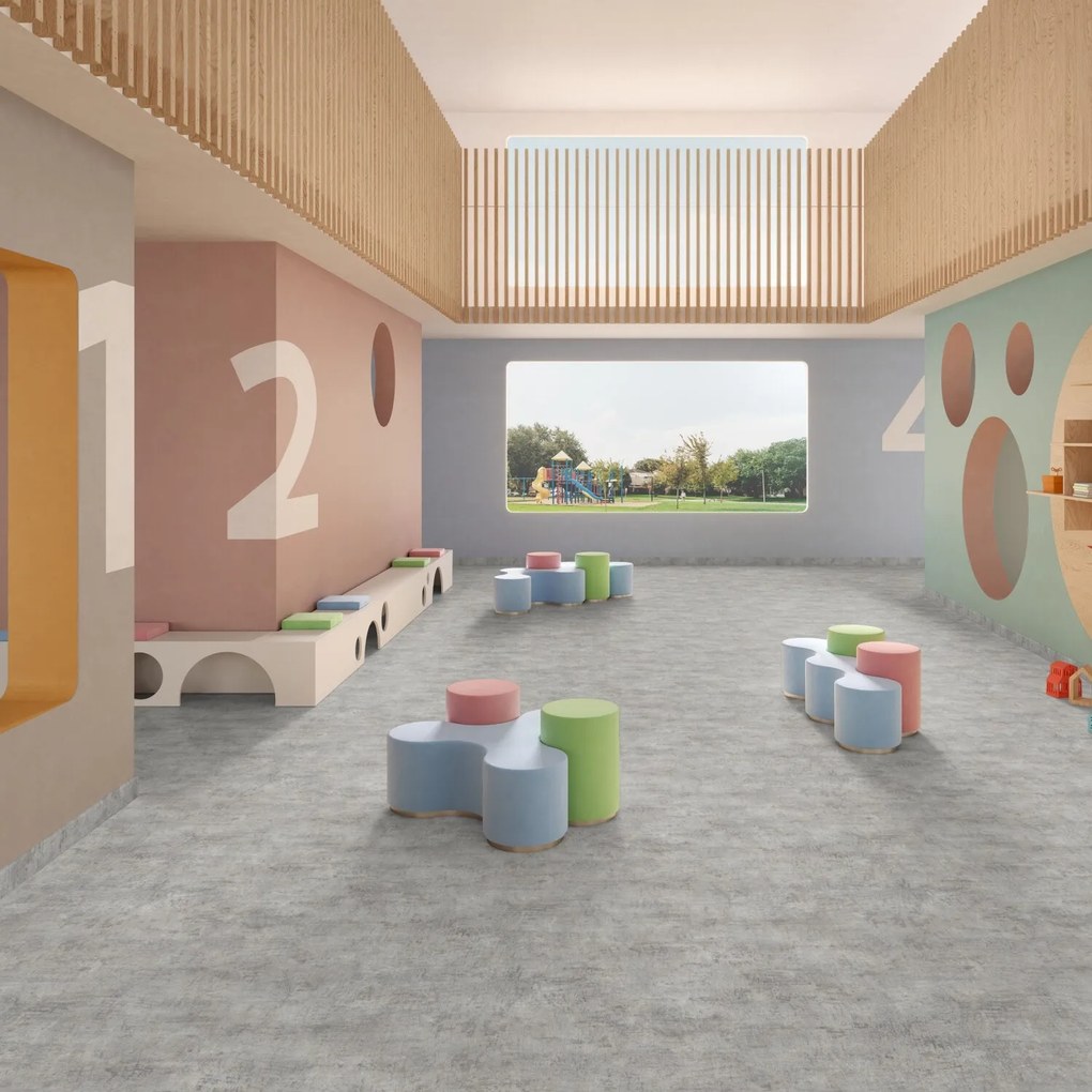 Gerflor, PVC podlaha - lino AladinTex Ultra 2225 Rough l. grey, na míru, šíře 4m, šedá, filc, chodba / předsíň