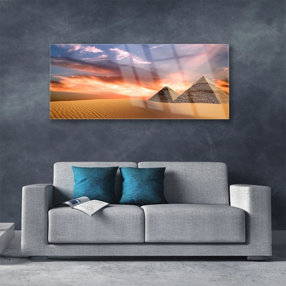 akrylový obraz Poušť Pyramidy 125x50 cm