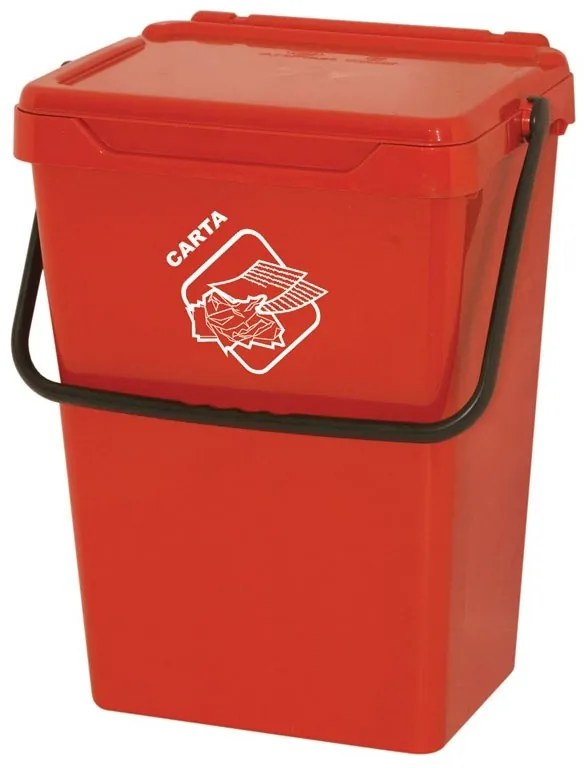 Plastový odpadkový koš pro třídění odpadu, červený, 35 l