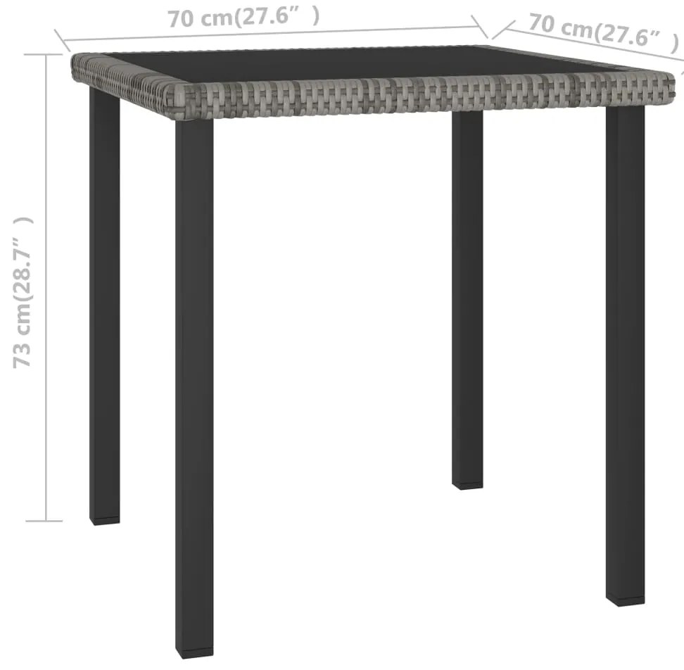 vidaXL Marketos Zahradní jídelní stůl šedý 70 x 70 x 73 cm polyratan