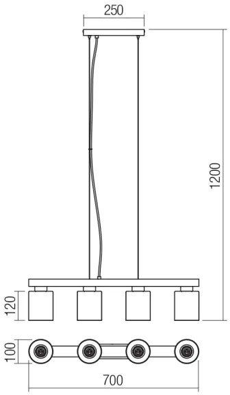 Redo 01-3986 - Lustr na lanku ROTIS 4xE27/15W/230V
