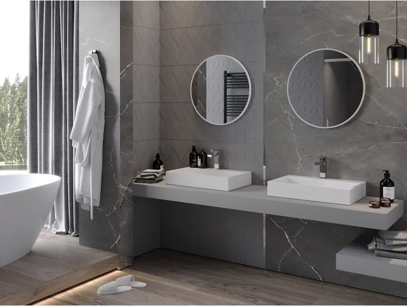 Mexen Loft kulaté koupelnové zrcadlo 60 cm, bílý rám - 9850-060-060-000-20