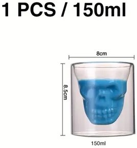 Panákové sklenice ve tvaru lebky Set: 1 ks 150 ml