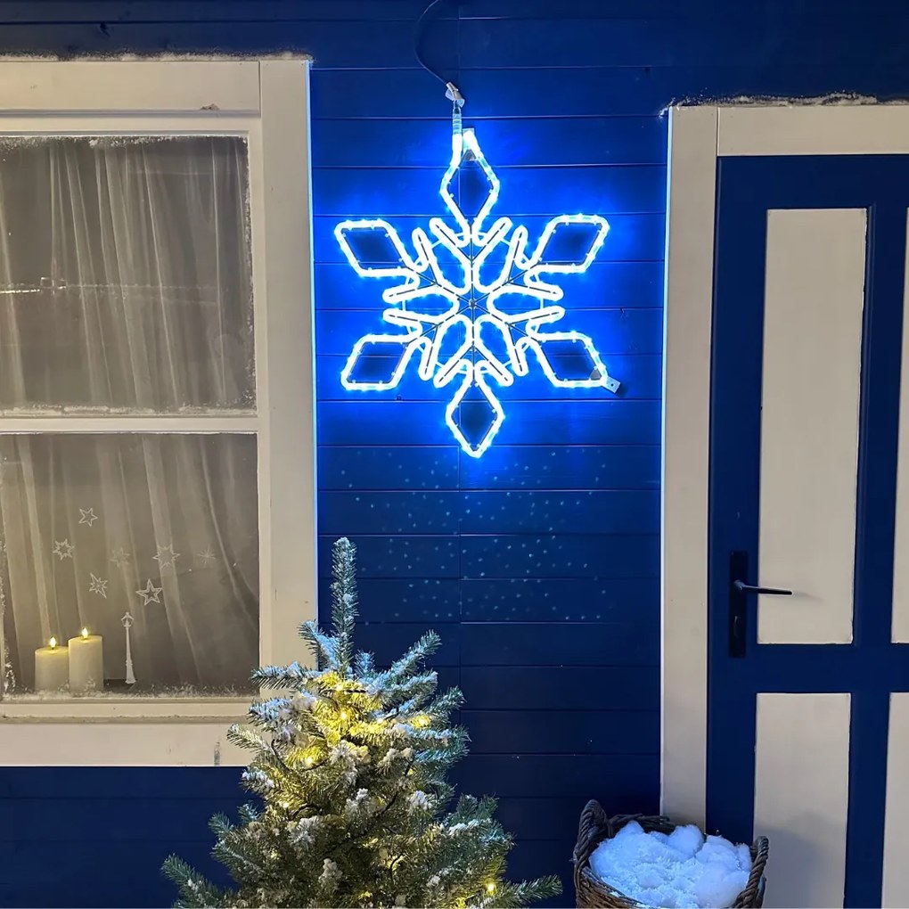 Easy Fix 2D LED světelná vločka XI, Ø 89 cm, ledově bílá, závěsný, hliník