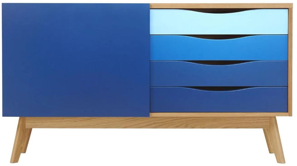 OnaDnes -20% Modrá dubová komoda Woodman Avon 128 x 42 cm
