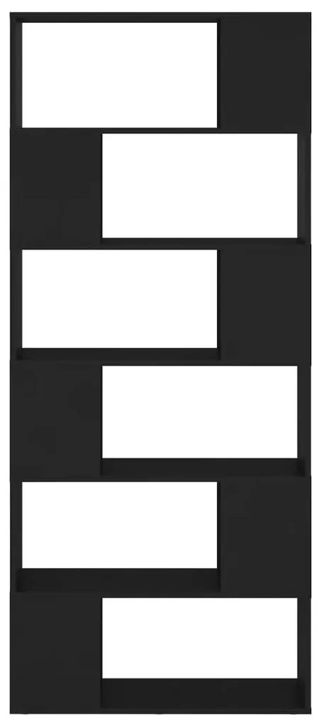 Knihovna / dělicí stěna černá 80 x 24 x 186 cm kompozitní dřevo - Default Title