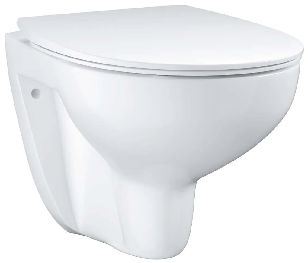Grohe Bau Ceramic - Závěsné WC se sedátkem Slim, softclose, rimless, alpská bílá 39899000