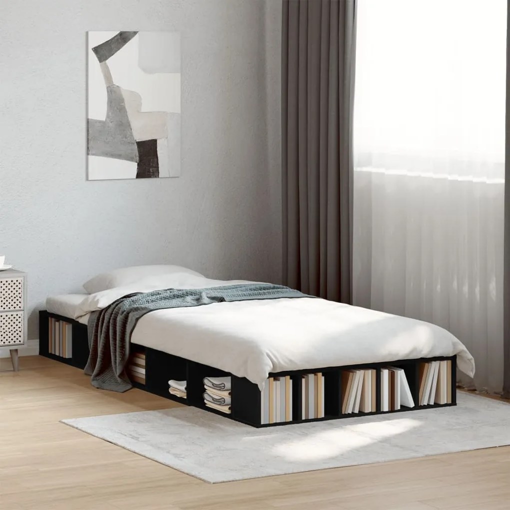 Rám postele černý 75 x 190 cm kompozitní dřevo 3280532
