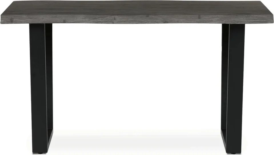Stůl jídelní, MDF deska, kovová nohy ve tvaru U, dekor šedý dub, černý matný lak (140 x 80) cm