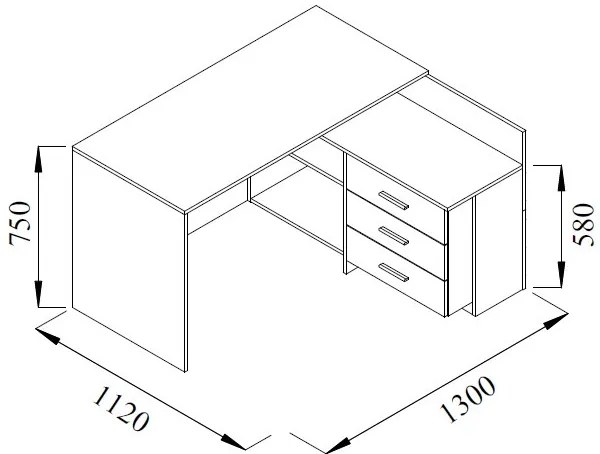 Rohový psací stůl Alex, dub artisan/bílý