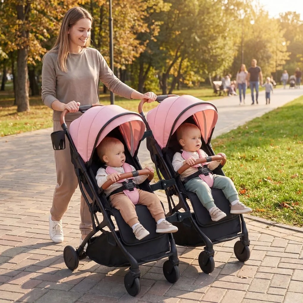 Costway Skládací kočárek s pláštěnkou a nastavitelným opěradlem a – černý
