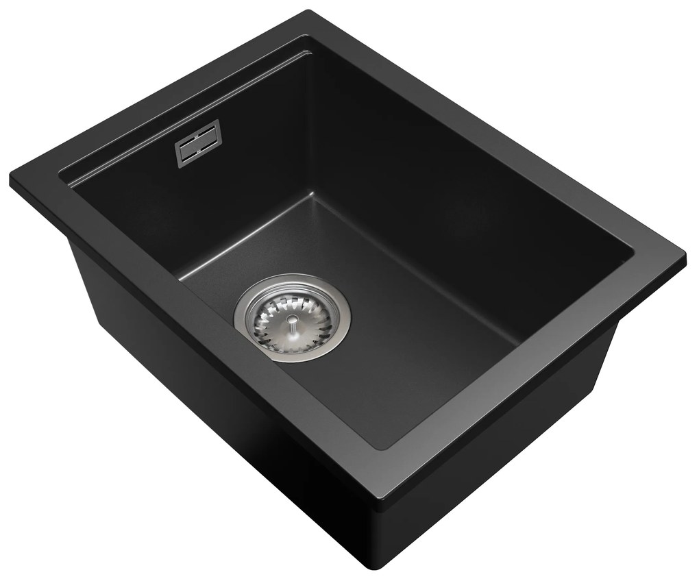 Gamma Decor 3850, 1-komorový granitový dřez 380x500x207 mm, černá, GMA-ZLE000155