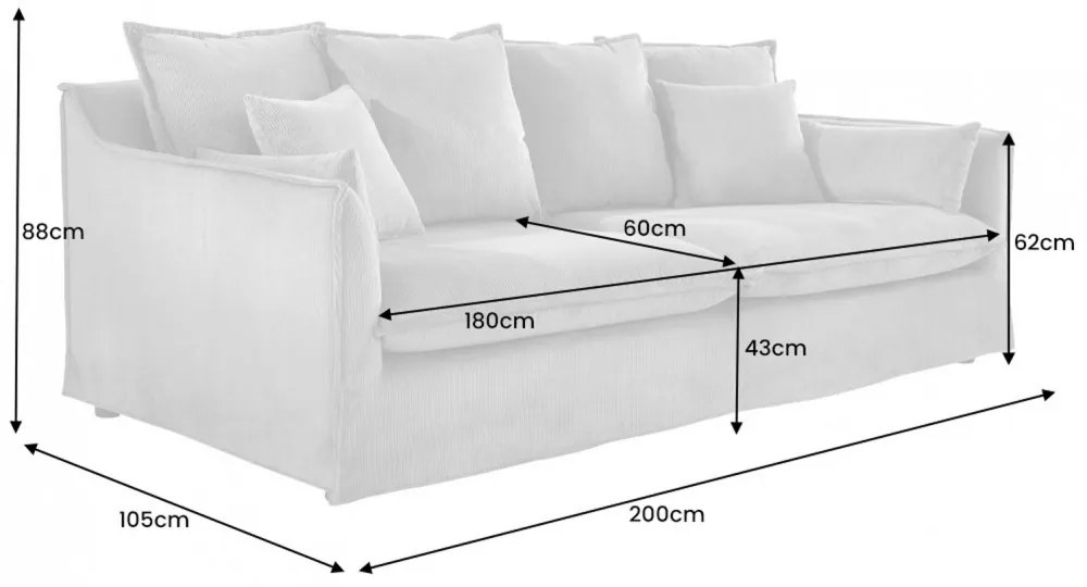 Massive home | Luxusní pohovka  Heaven 200cm  přírodní strukturovaná látka VÝPRODEJ