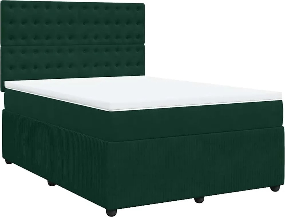 Box spring postel s matrací tmavě zelená 160x200 cm samet 3294697