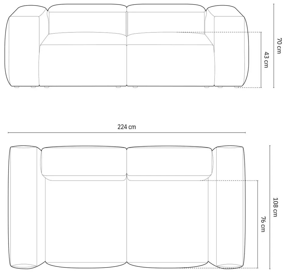 Světle šedá pohovka 224 cm Bergamo – Cosmopolitan Design