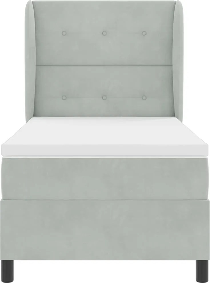Postel s boxspringem s čelo Světle šedá 200 x 100 cm samet 3340916