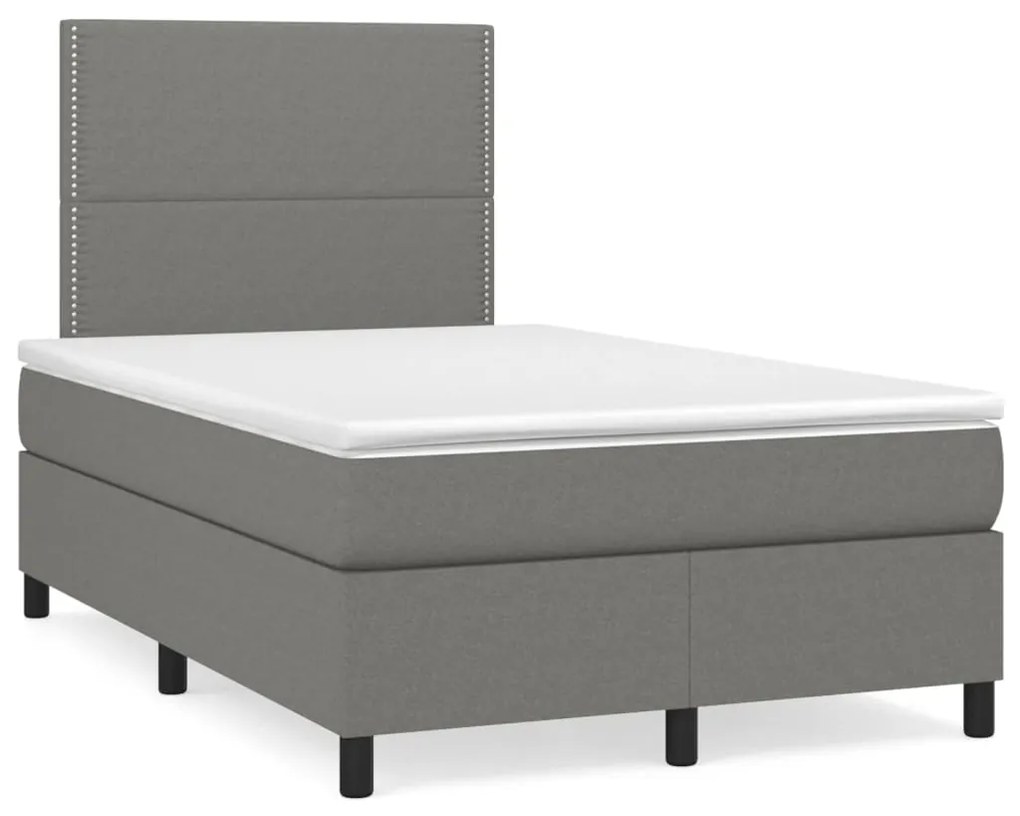 Box spring postel s matrací a LED tmavě šedá 120x190 cm textil 3270191