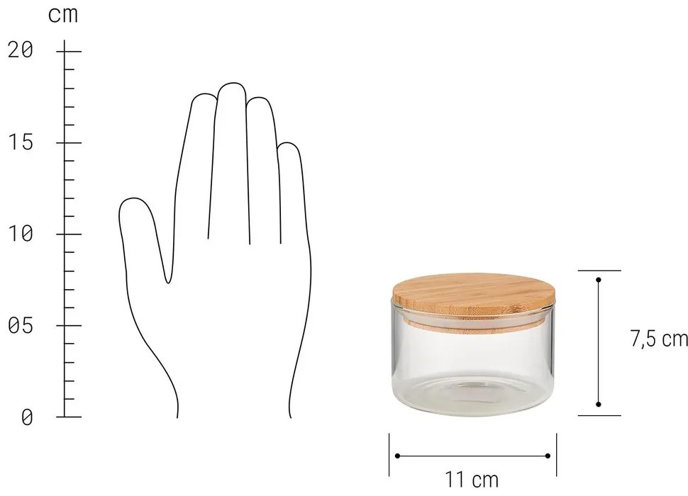 WOODLOCK Skleněná dóza 550 ml - čirá/přírodní