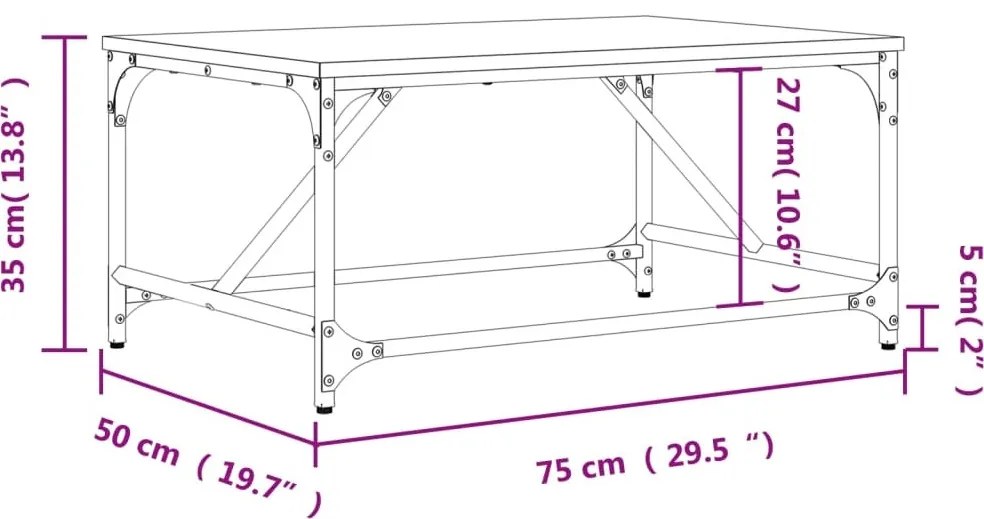 vidaXL Konferenční stolek 75 x 50 x 35 cm kompozitní dřevo [835326] Barva: hnědý dub