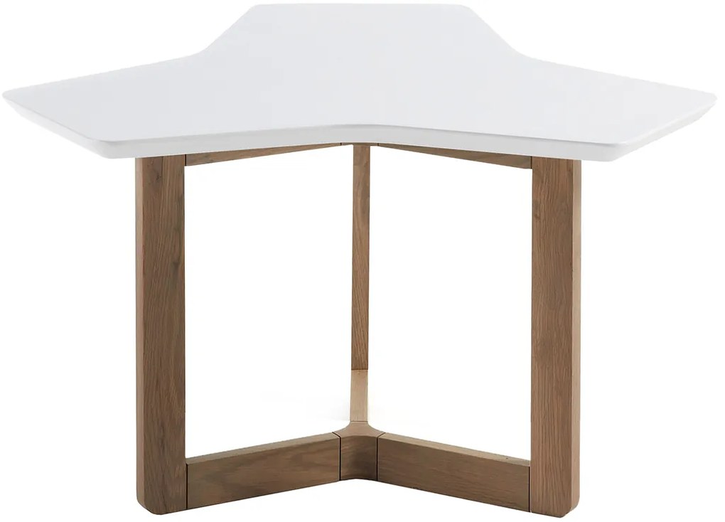 Bílý konferenční stolek LaForma Triangle 76 cm s dubovou podnoží